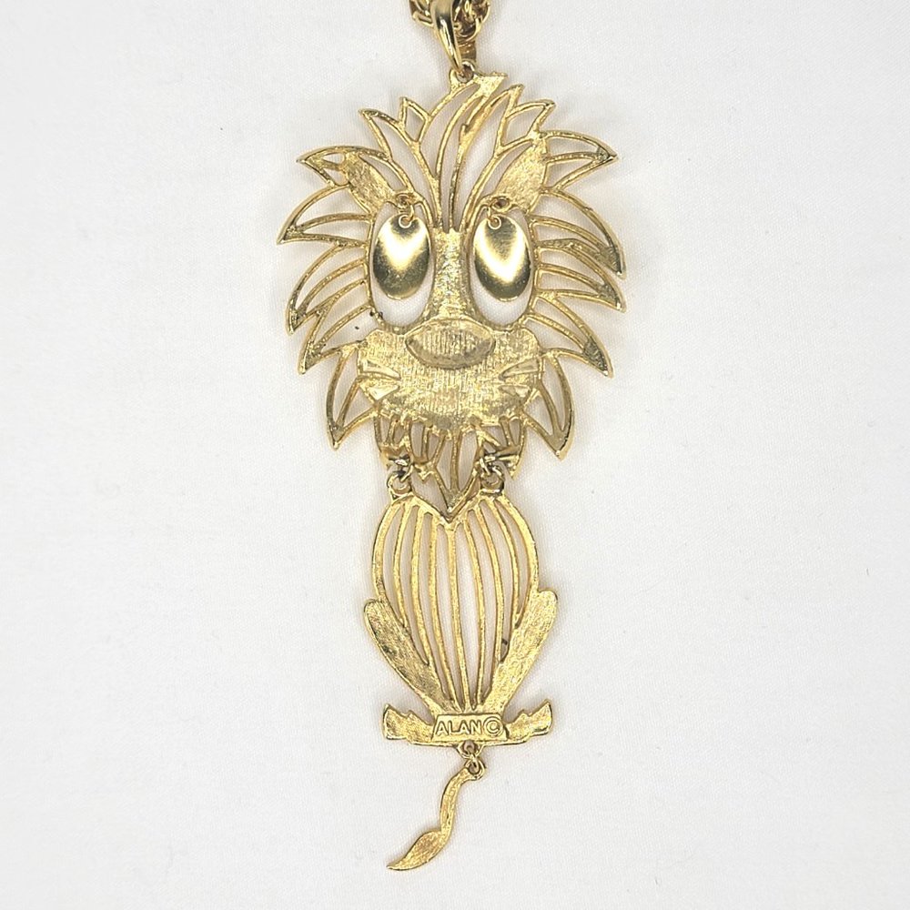 Vintage 70s Alan Moveable Lion Statement Necklace - Gem
